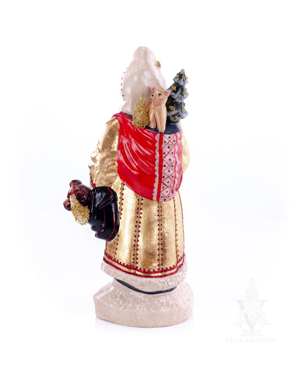 Big Gold European Father Christmas with Teddy Bears from Vaillancourt