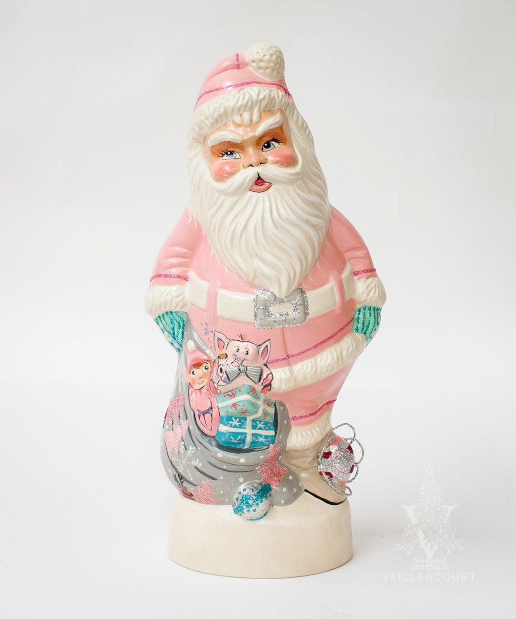 1950's Pink Santa with Shiny Brite Ornaments from Vaillancourt