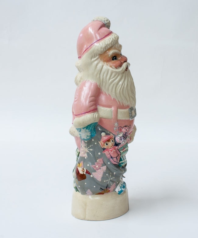 1950's Pink Santa with Shiny Brite Ornaments from Vaillancourt
