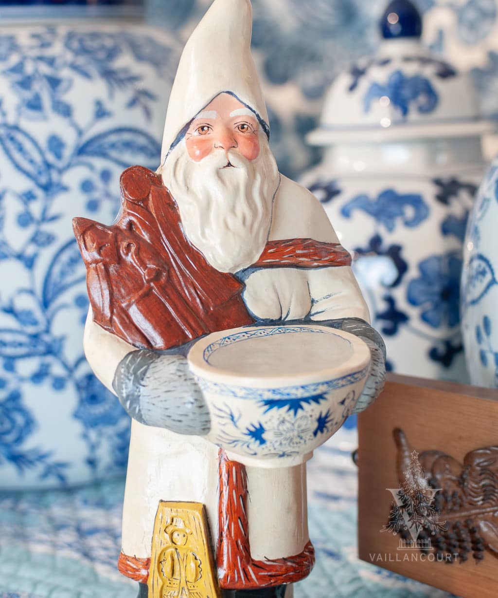 Santa with Delft Punchbowl and Ginger Cake from Vaillancourt
